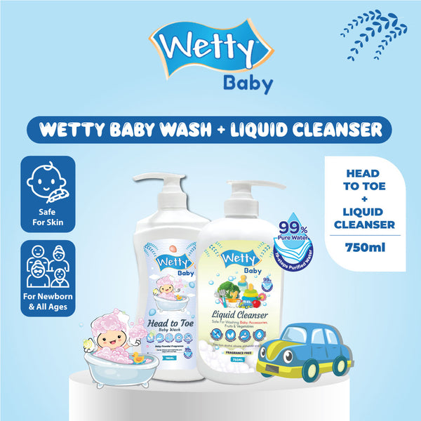 Wetty Baby Head to Toe Baby Wash (750ml) + Liquid Cleanser (750ml) – wetty.com.my